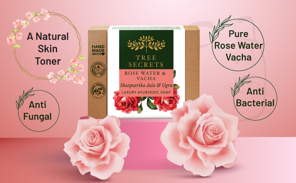 Buy Tree Secrets Luxury Ayurvedic Soap - Rosewater & Vacha Online at ...